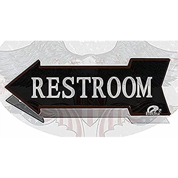 Black Arrow Wall Decor Restroom Left Arrow Looking Metal Sign 5x17 INCH ...