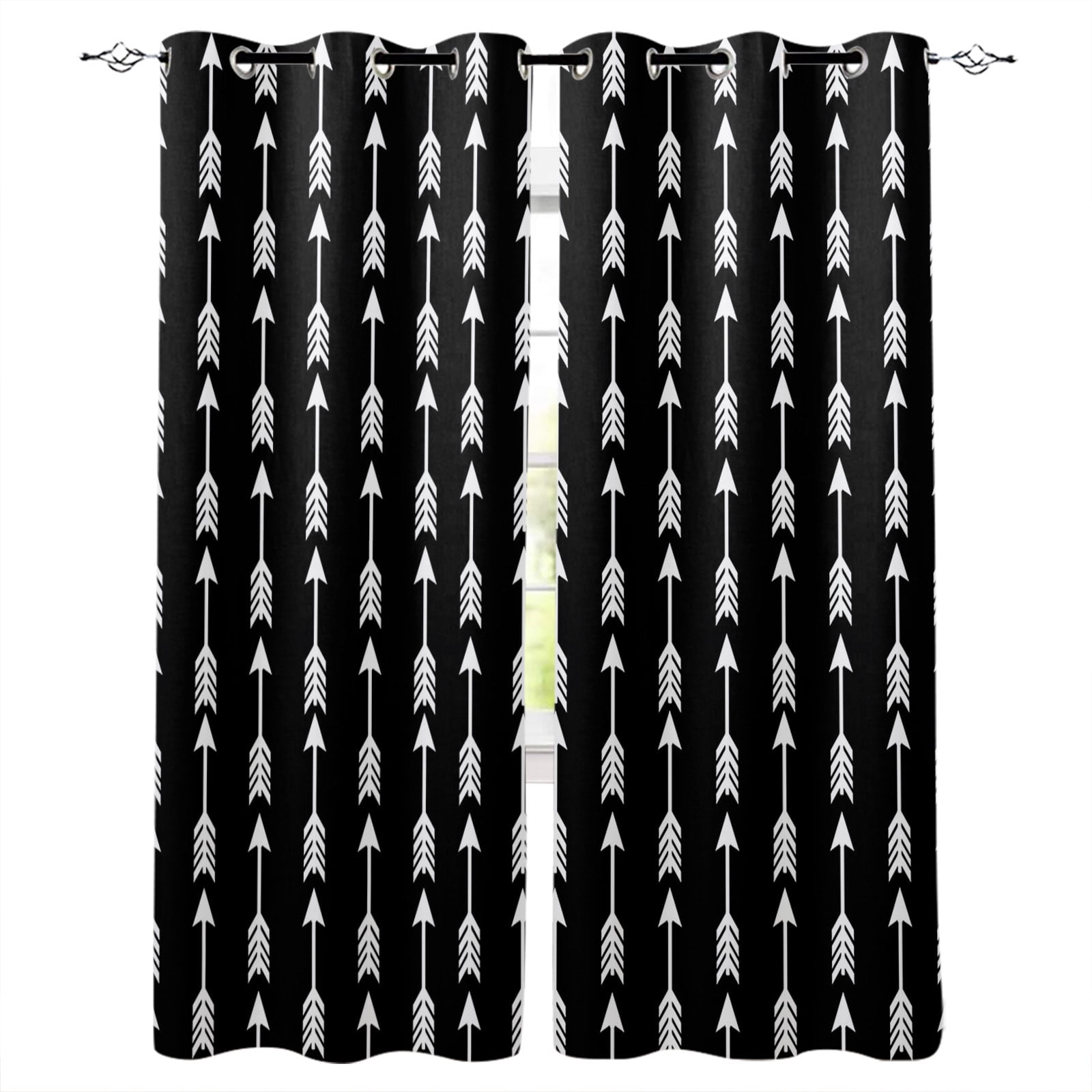 Black Arrows Blackout Curtains for Bedroom Living Room Darkening ...