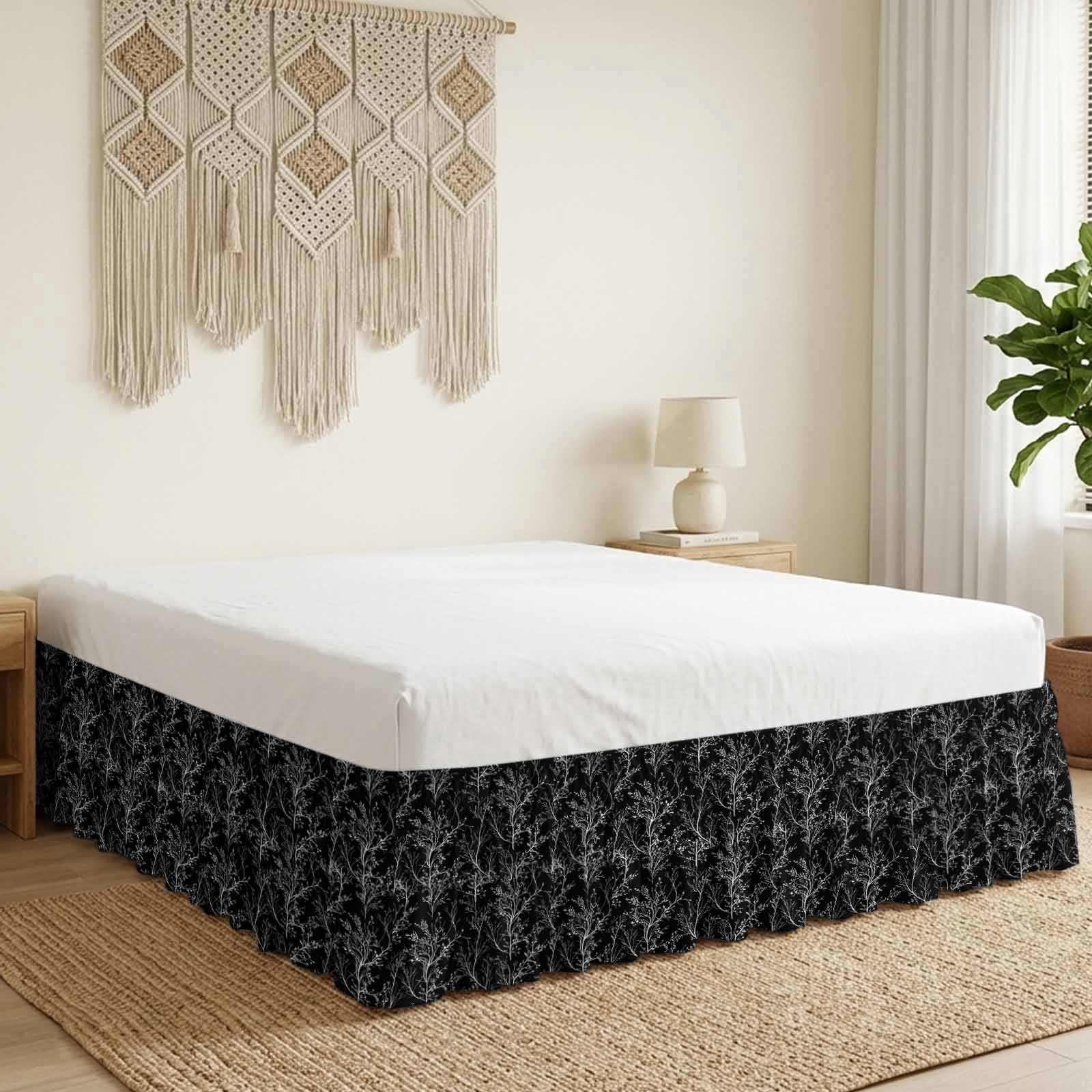 Black Art Bed Skirt Bed Skirts Queen Size 18 Inch Drop, White Tree ...