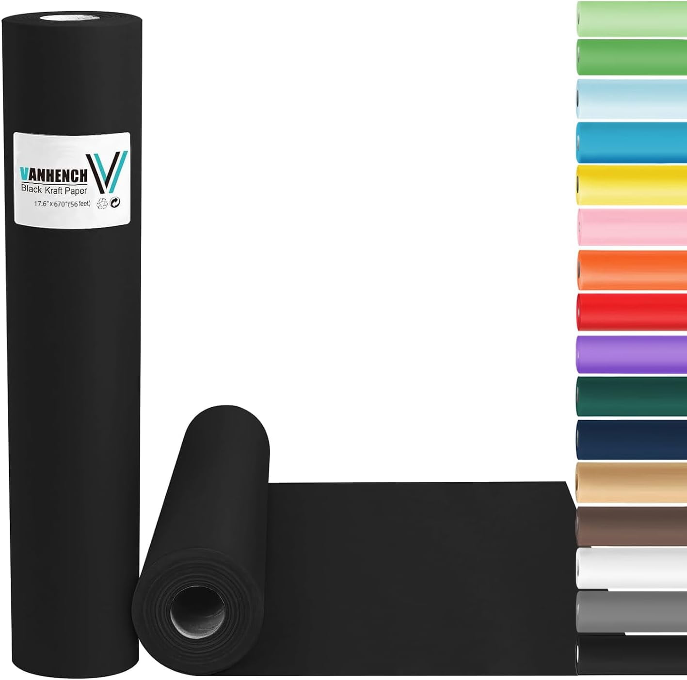 Black Art & Construction Paper 17.6"×670", Black Kraft Paper Roll for ...