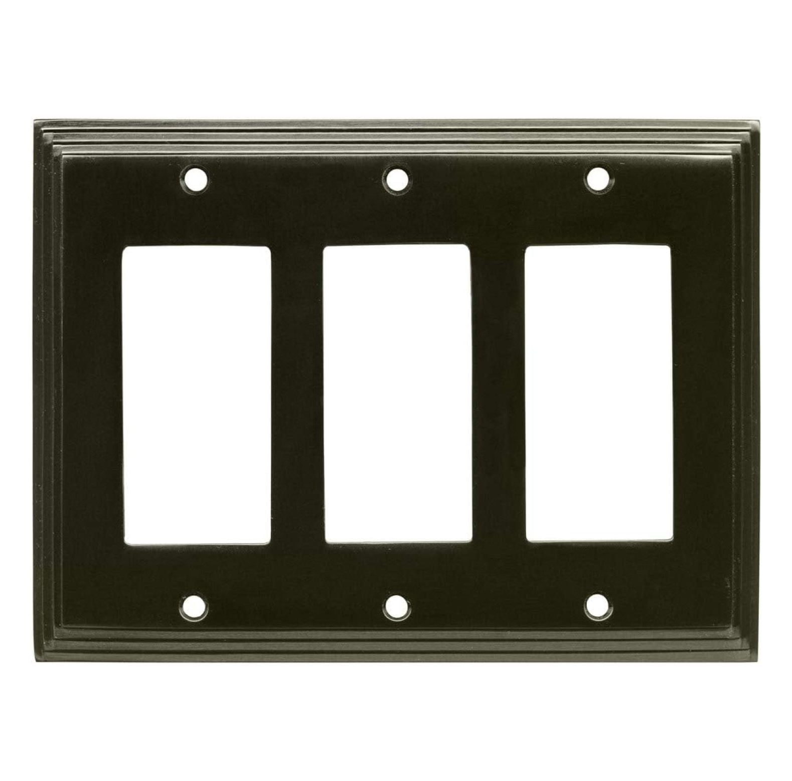 Black Art Deco Step Light Switch Cover | 3 GFI Rocker | 6.75" x 4.875 ...