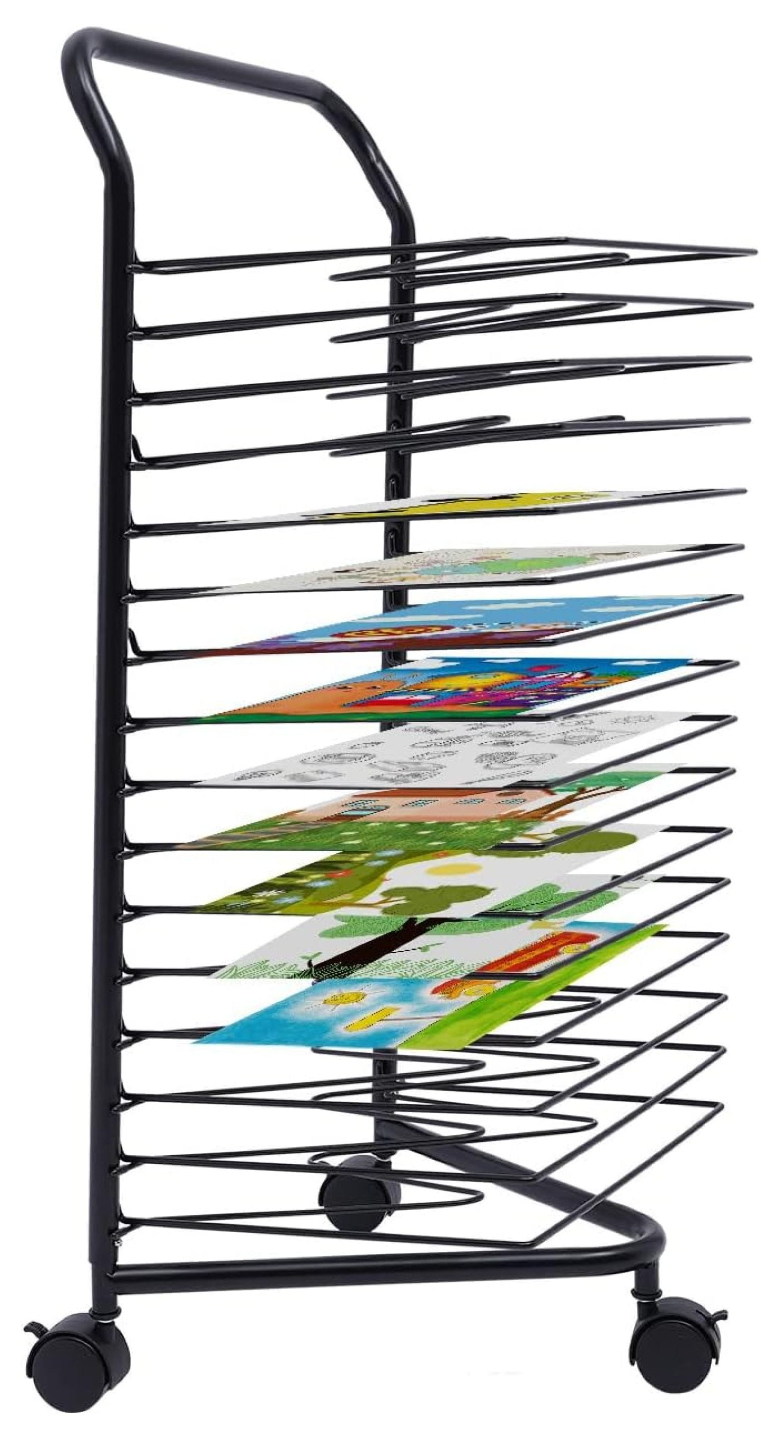 Black Art Drying Rack Artwork Storage Display Rack with Wheels for ...