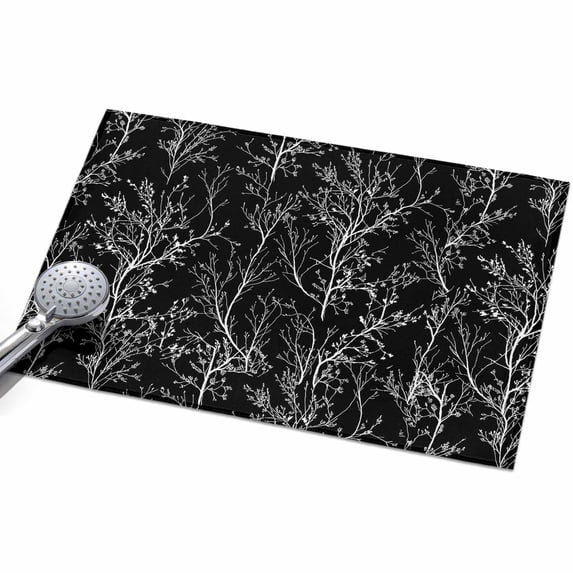 Black Art Front Door Rugs 2x3ft White Tree Branch Botanical Abstract ...