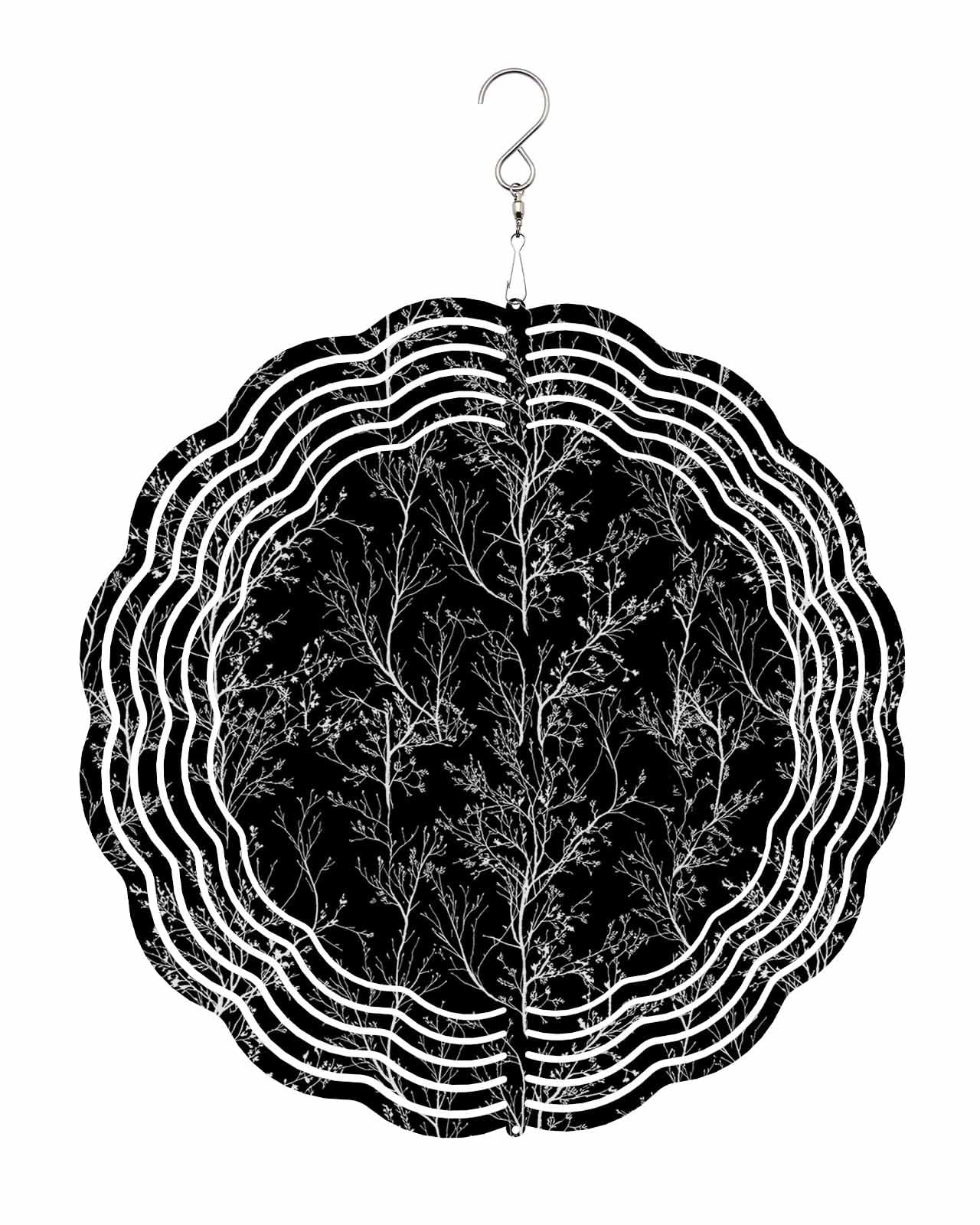 Black Art Wind Spinner for Garden Yard 10In, White Tree Branch ...