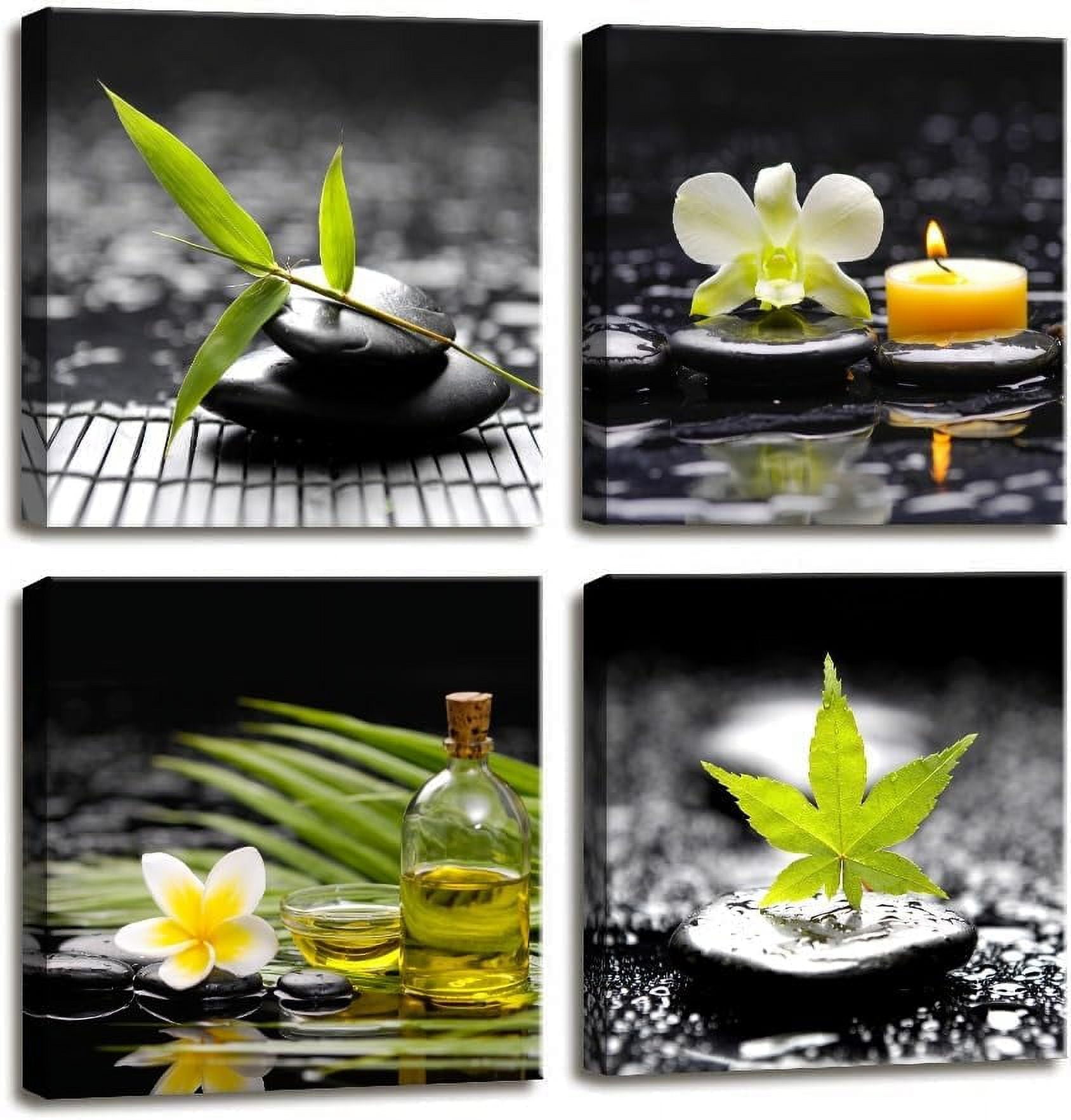 -Black Art Zen Canvas Wall Art Meditation Wall Picture Green Poster ...