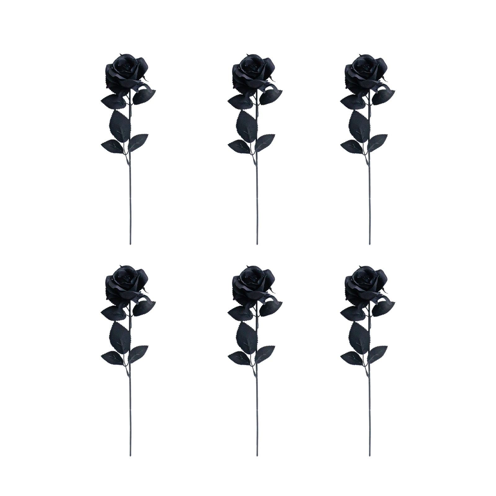 Black Artificial Roses for Flower Arrangement, 6 Pcs Silk Black Roses ...