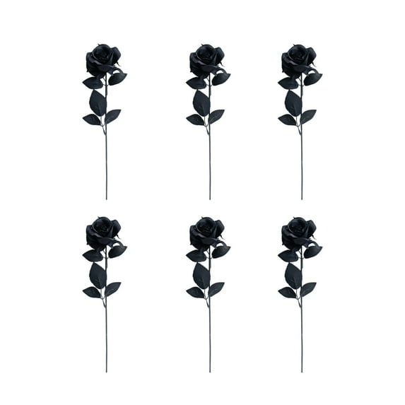 Black Artificial Roses for Flower Arrangement, 6 Pcs Silk Black Roses ...