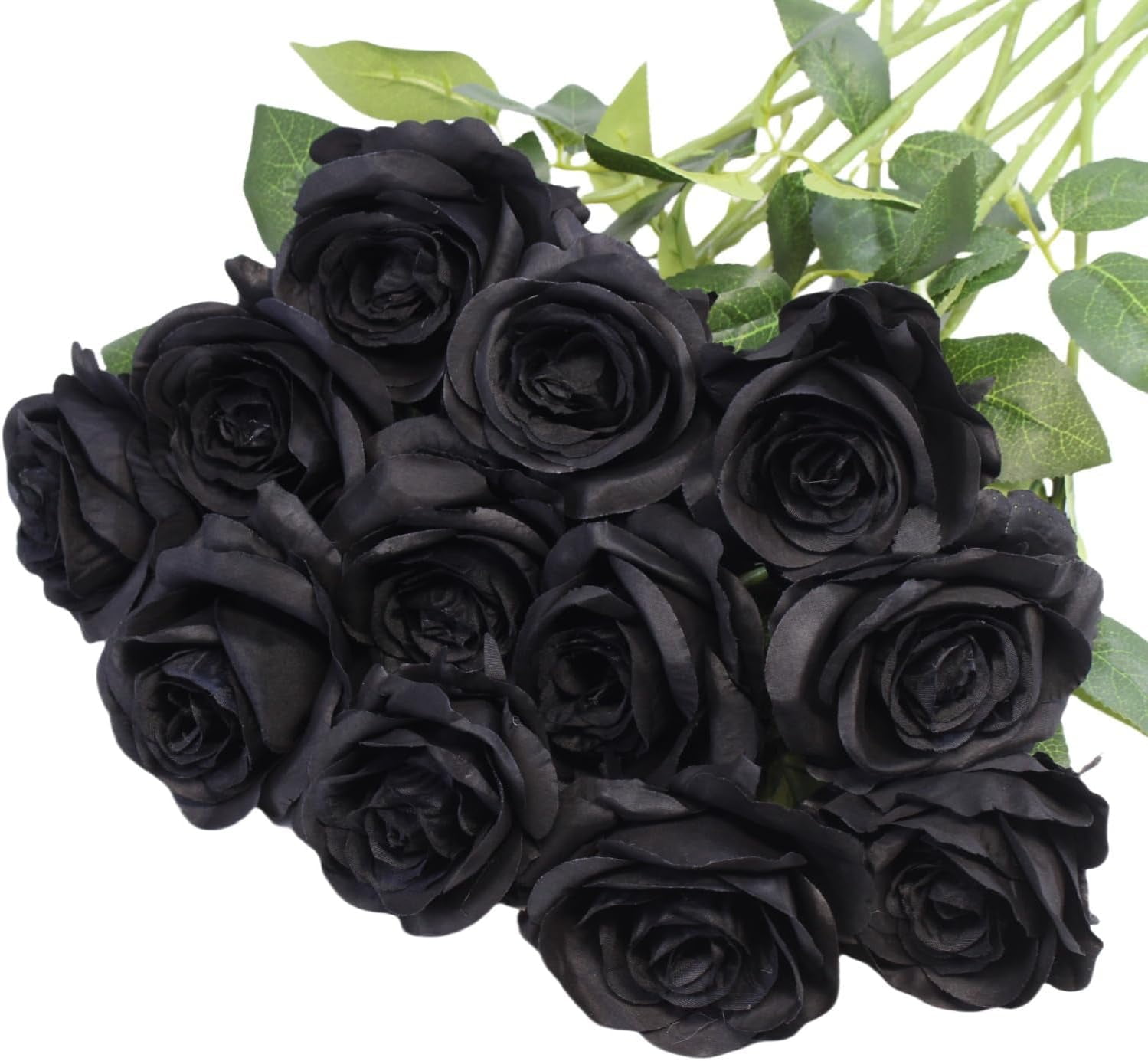 Black Artificial Roses Flowers, 12 Pcs Fake Rose in Bulk, Long Stem ...