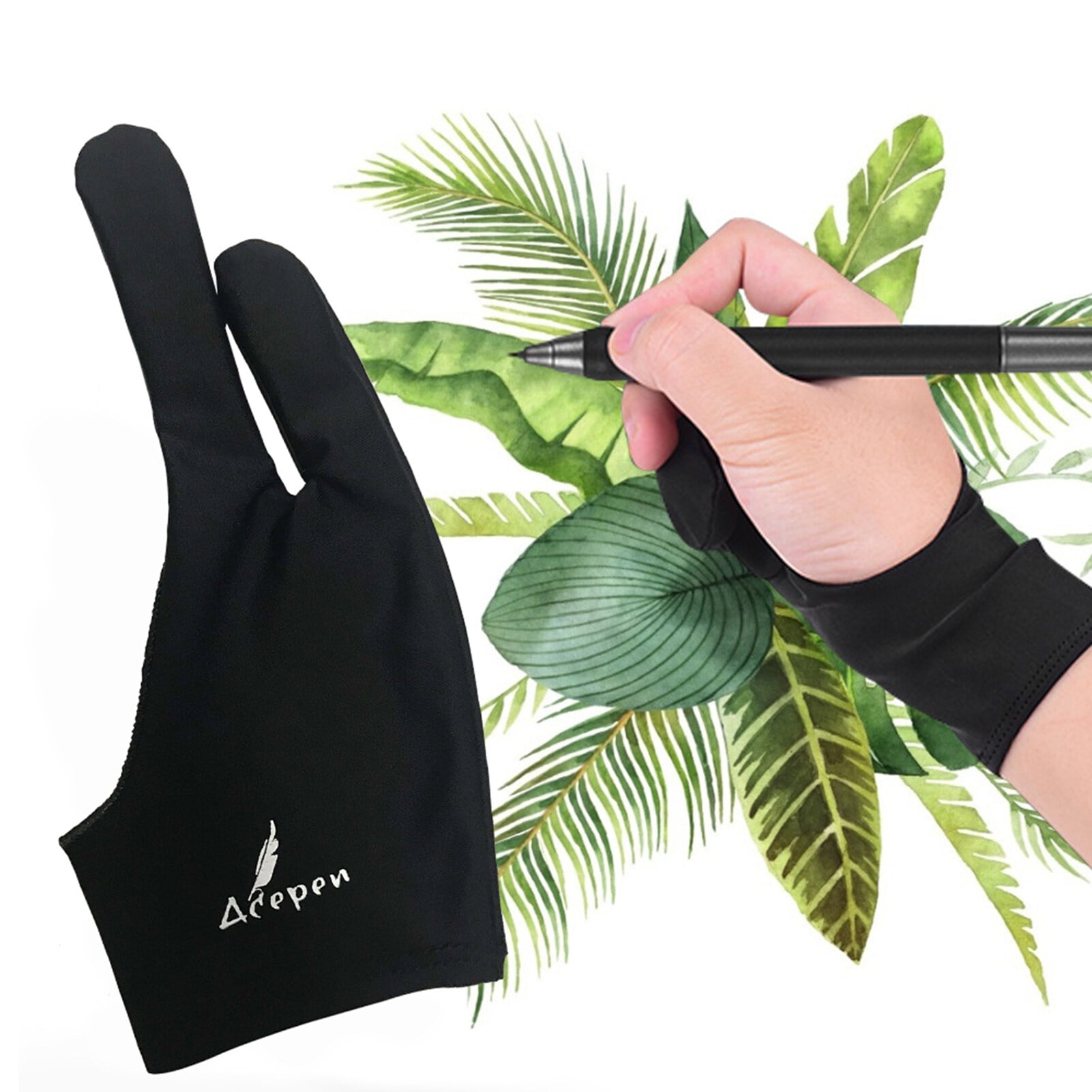Black Artist Glove Two-Finger Free Size Drawing Glove Anti-fouling ...