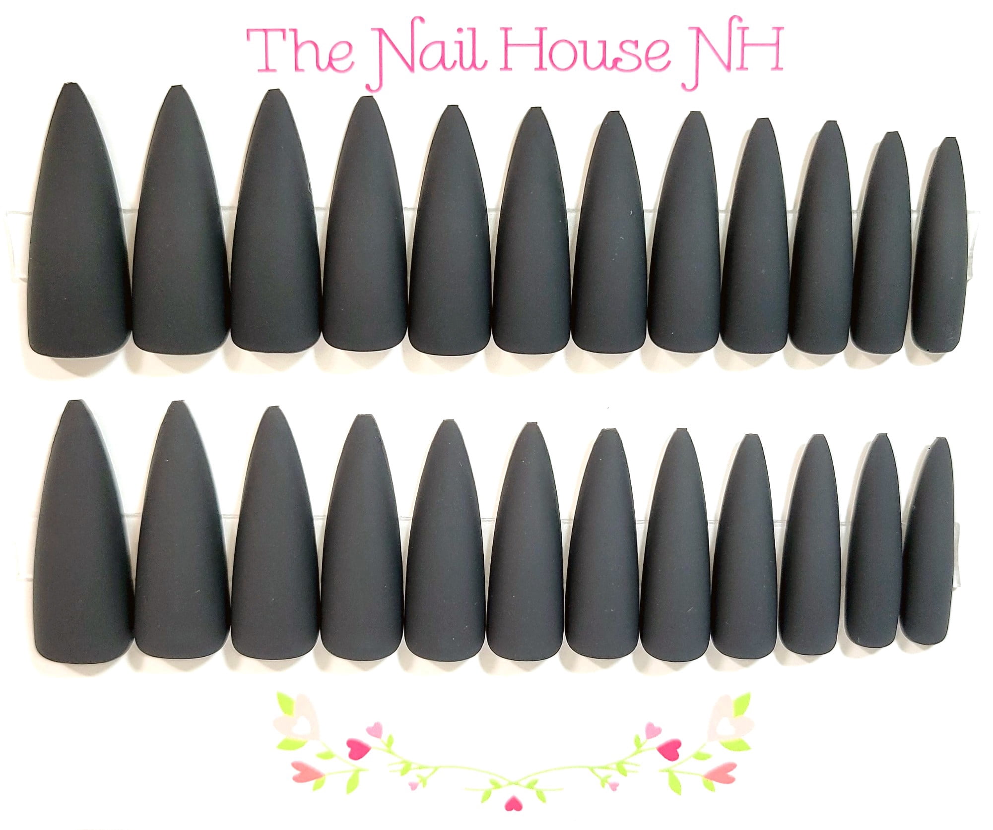 Black As Night Matte Stiletto Press-On Nails - 24 Pieces - Artificial ...