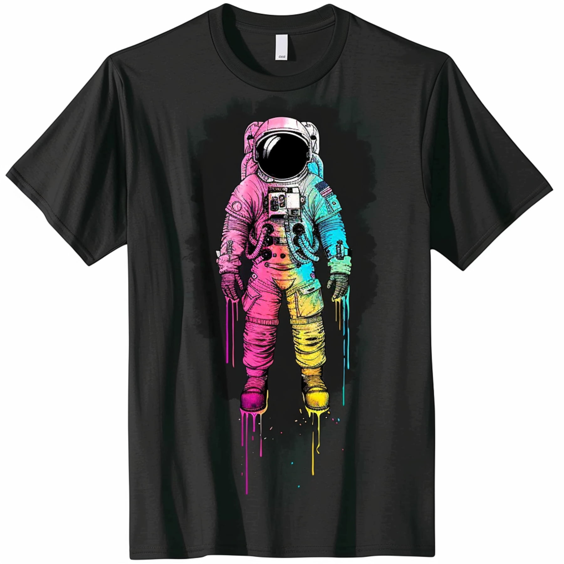 Black Astronaut Graphic Tee Colorful Space Suit Design - Walmart.com
