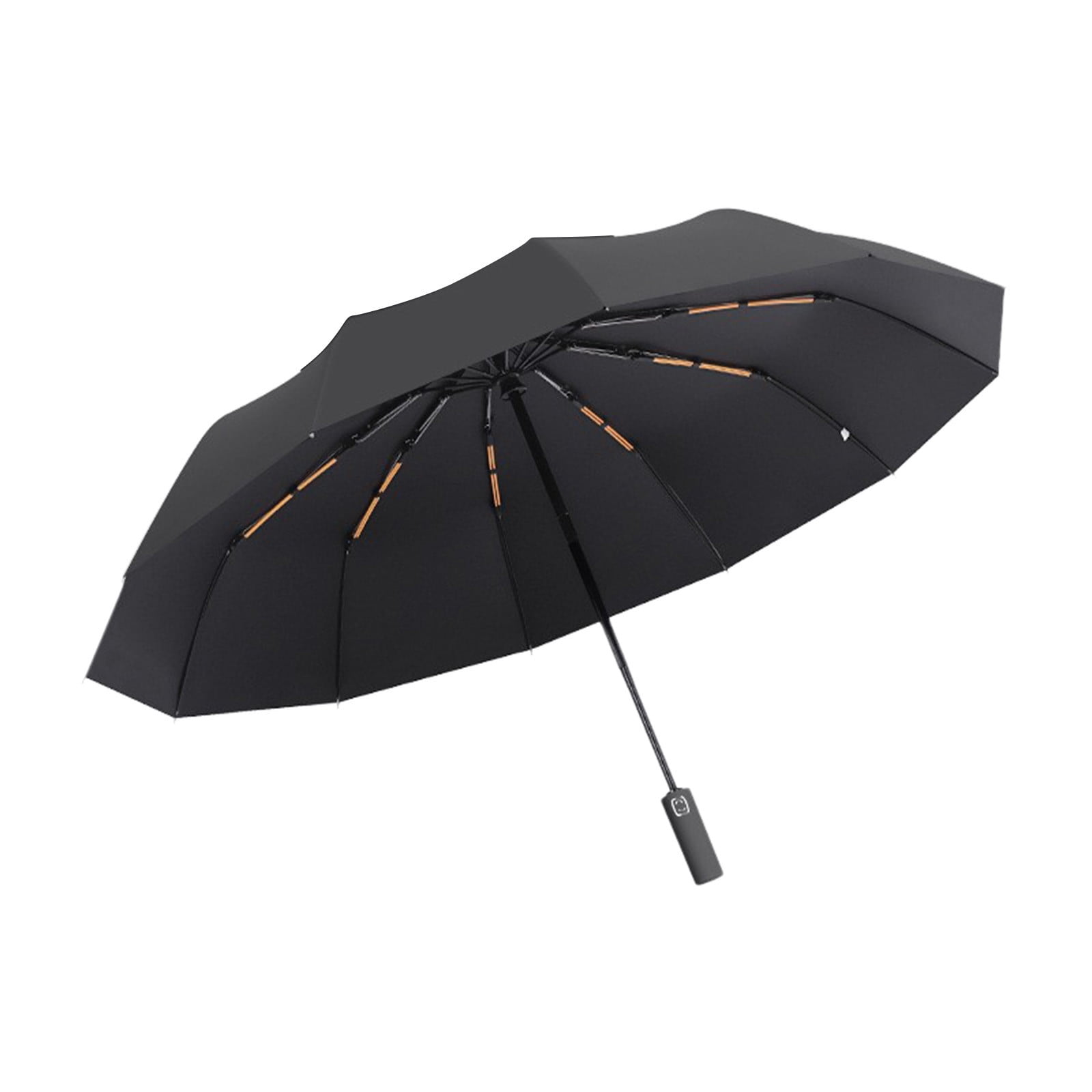 Black Automatic Parasol Daylight Umbrella Black 12 Ribs Folding ...