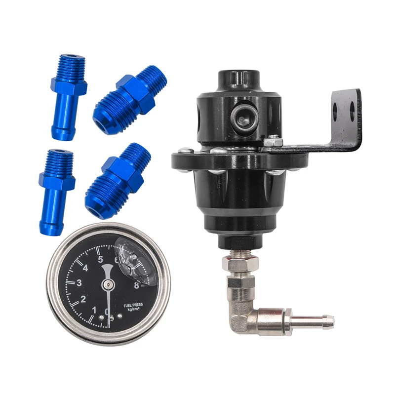 Black-Automatic Pressure Regulator, Adjustable, Aluminum, With Gauge ...