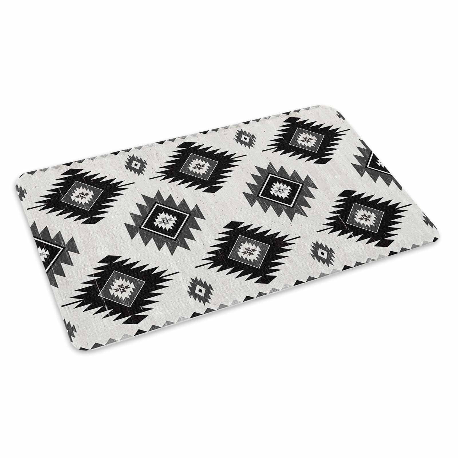 Black Aztec Doormat Outdoor Entrance 24"x36", Ethnic Southwest Boho ...
