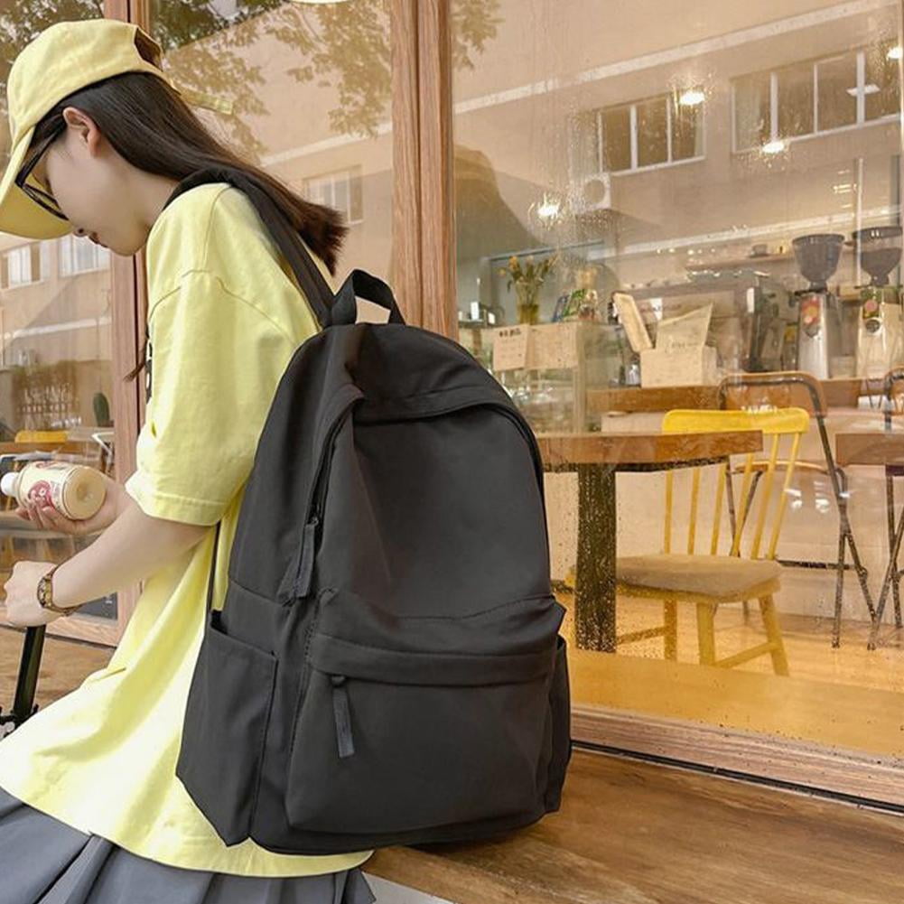 Black B Backpack For Female Students Allmatch Ins Solid Color Schoolbag ...