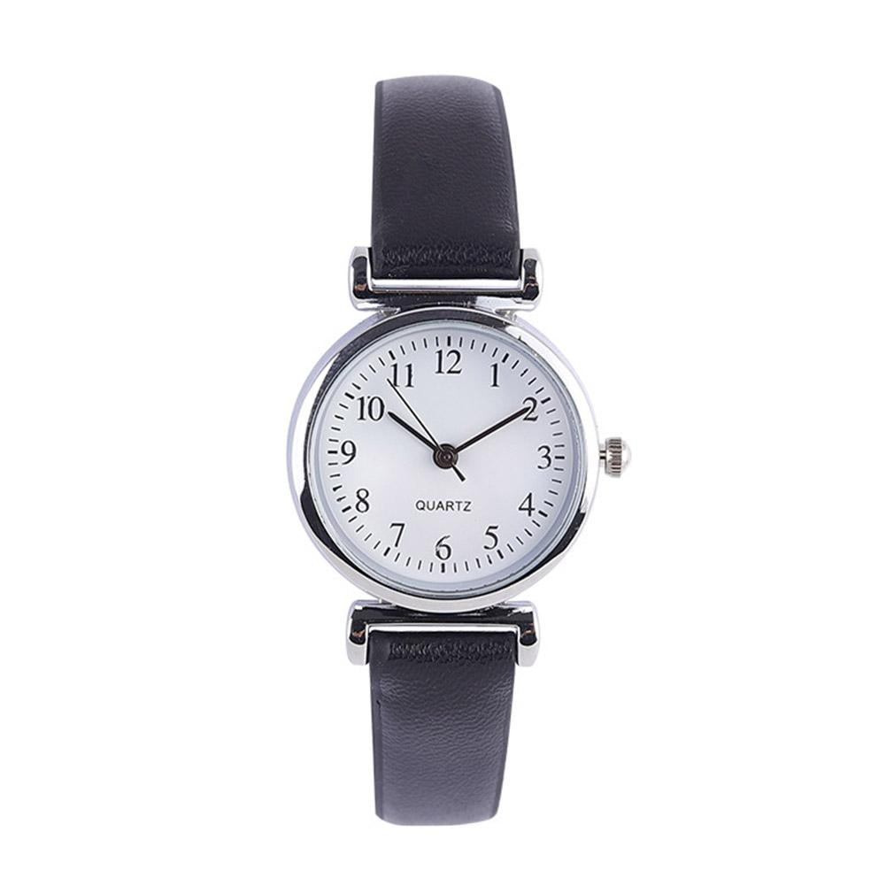Black B Literary Temperament Thin Leather Belt Small Dial Digital ...