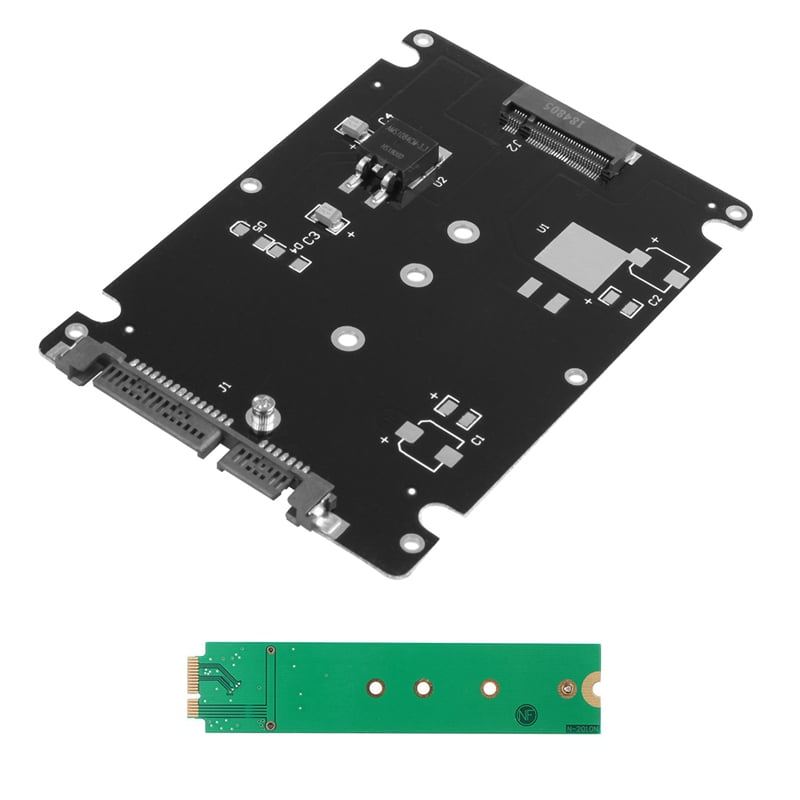 Black B + M Key Socket 2 M.2 NGFF (SATA) SSD to 2.5 SATA Adapter Card ...