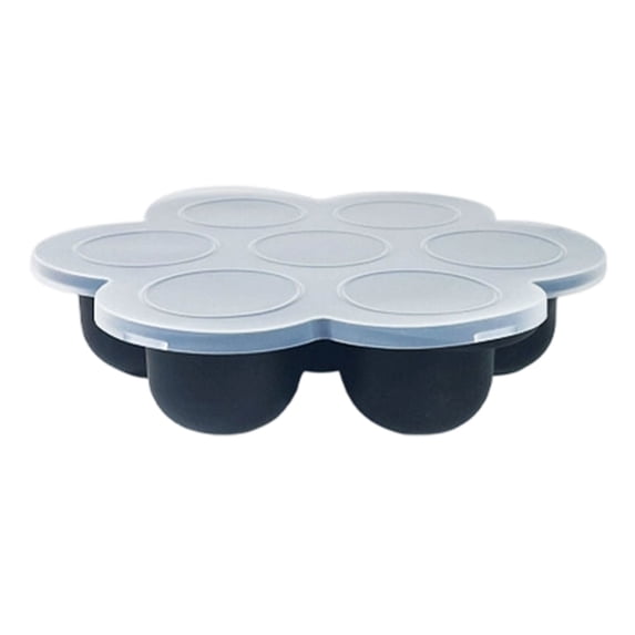 Black Baby Food Silicone Freezer Tray With Lid 7 Cavity For Puree ...