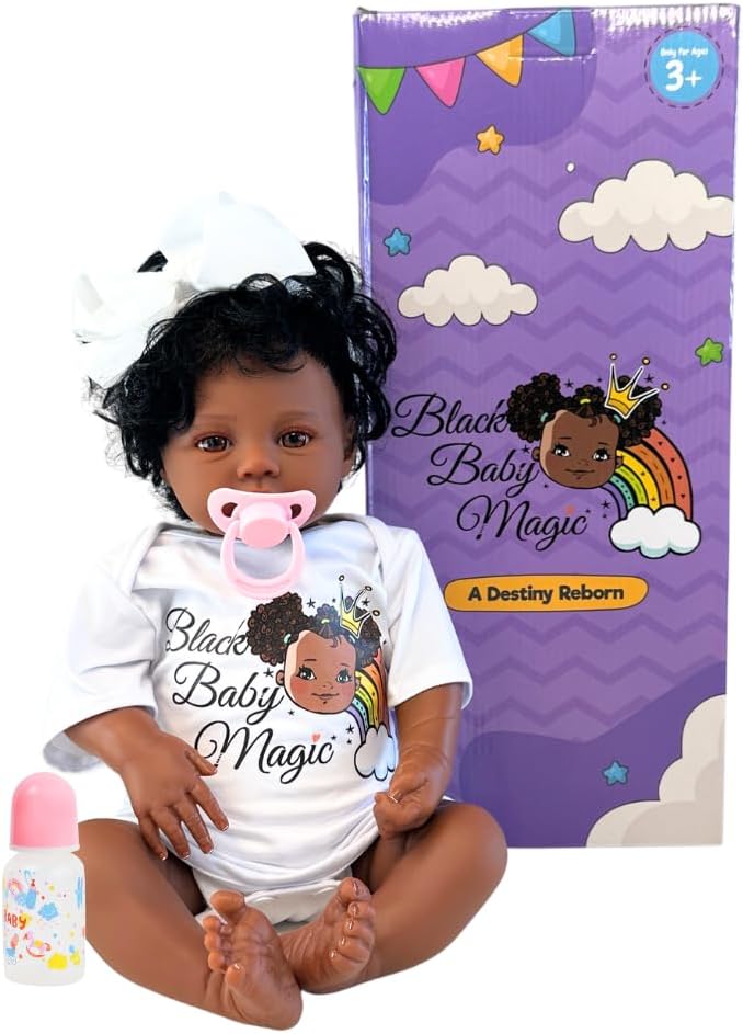 Black Baby Magic Reborn Destiny Doll w/Accessories, 6 Piece Gift Set ...
