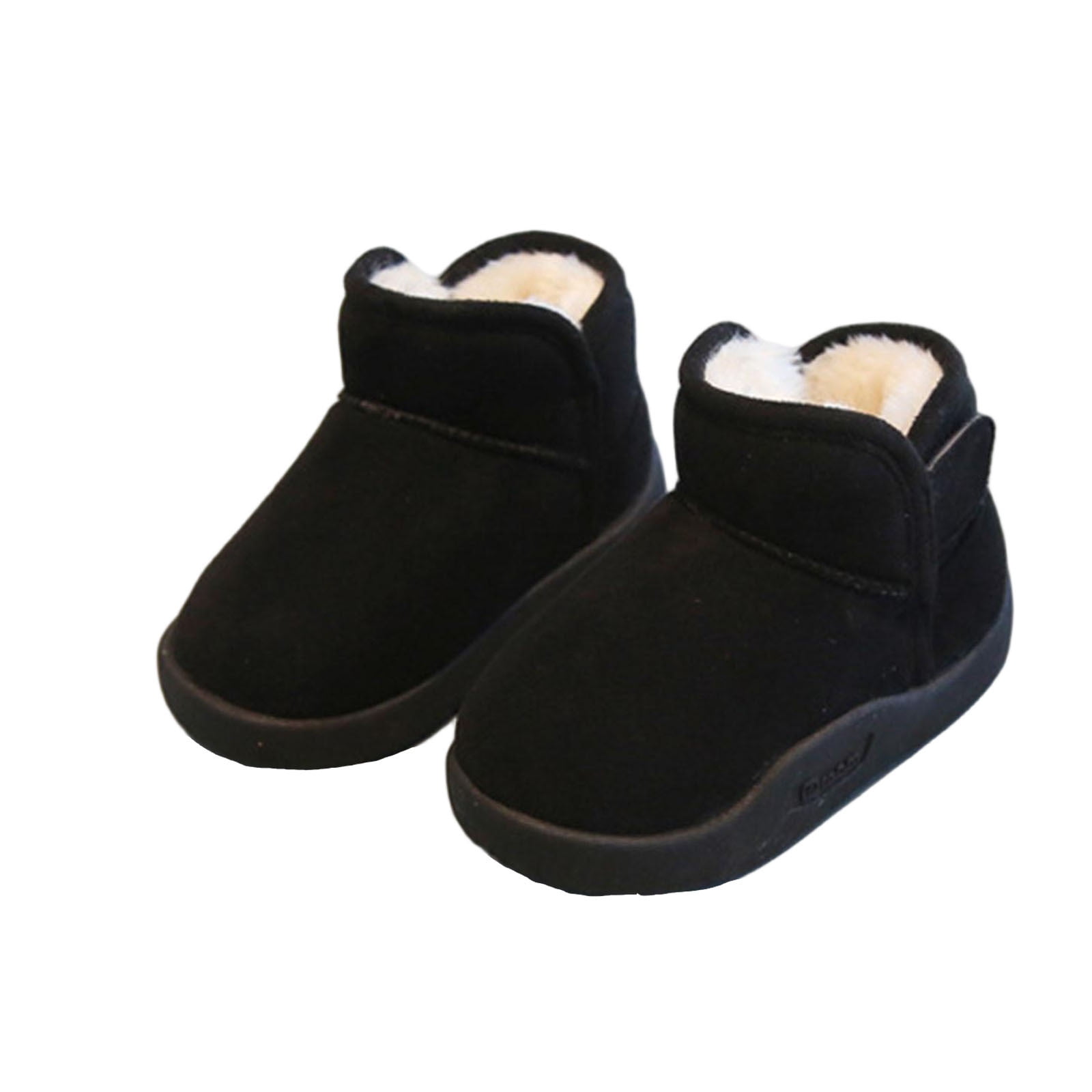 Black Baby Warm Boots Solid Style For Winter With Short Design And Faux ...