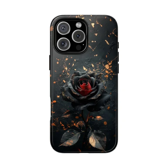 Black Baccara Rose Floral Art Phone Case for iPhone Case 17 11 12 13 14 ...