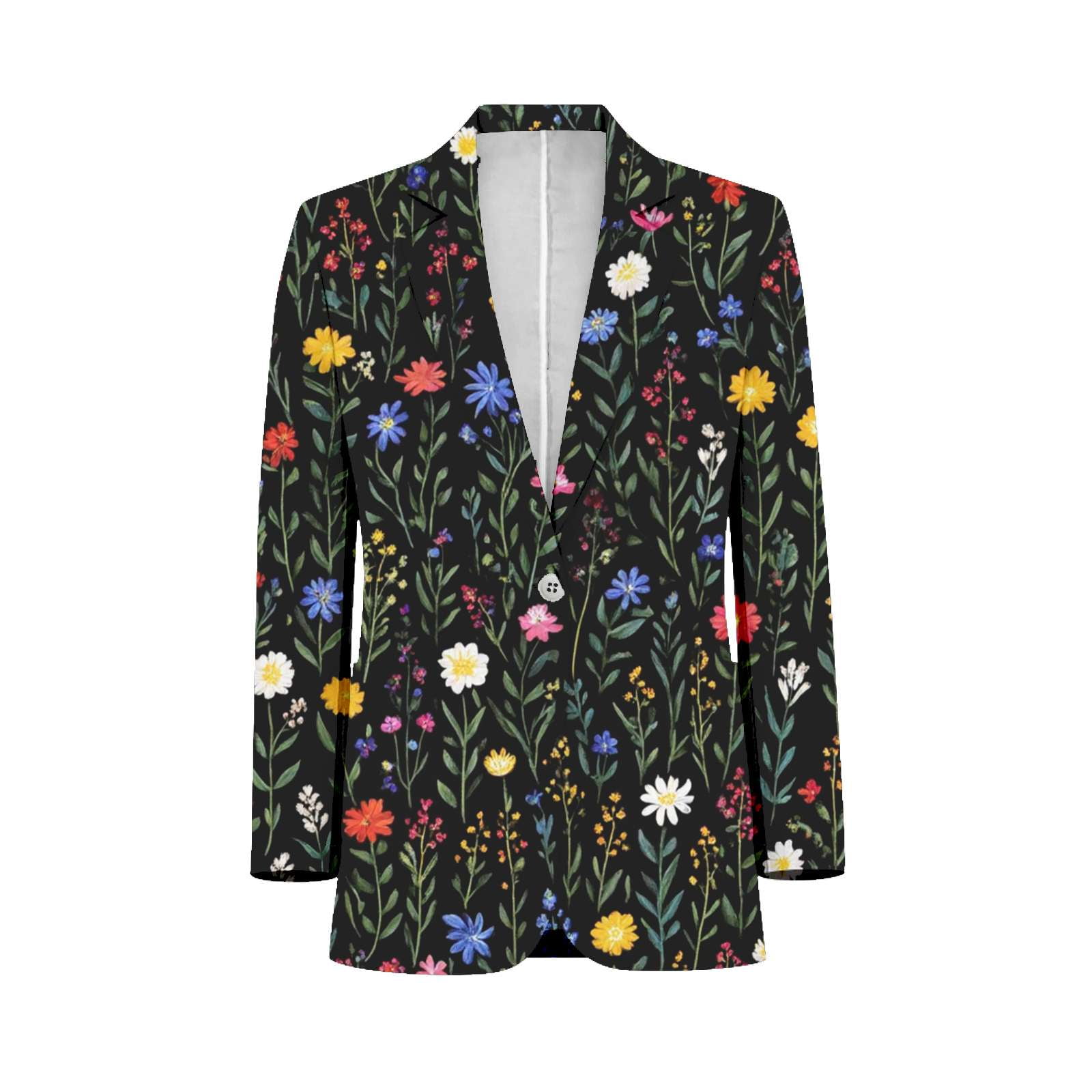 Black Background Colorful Wildflowers Bloom Customized Men's Suits full ...