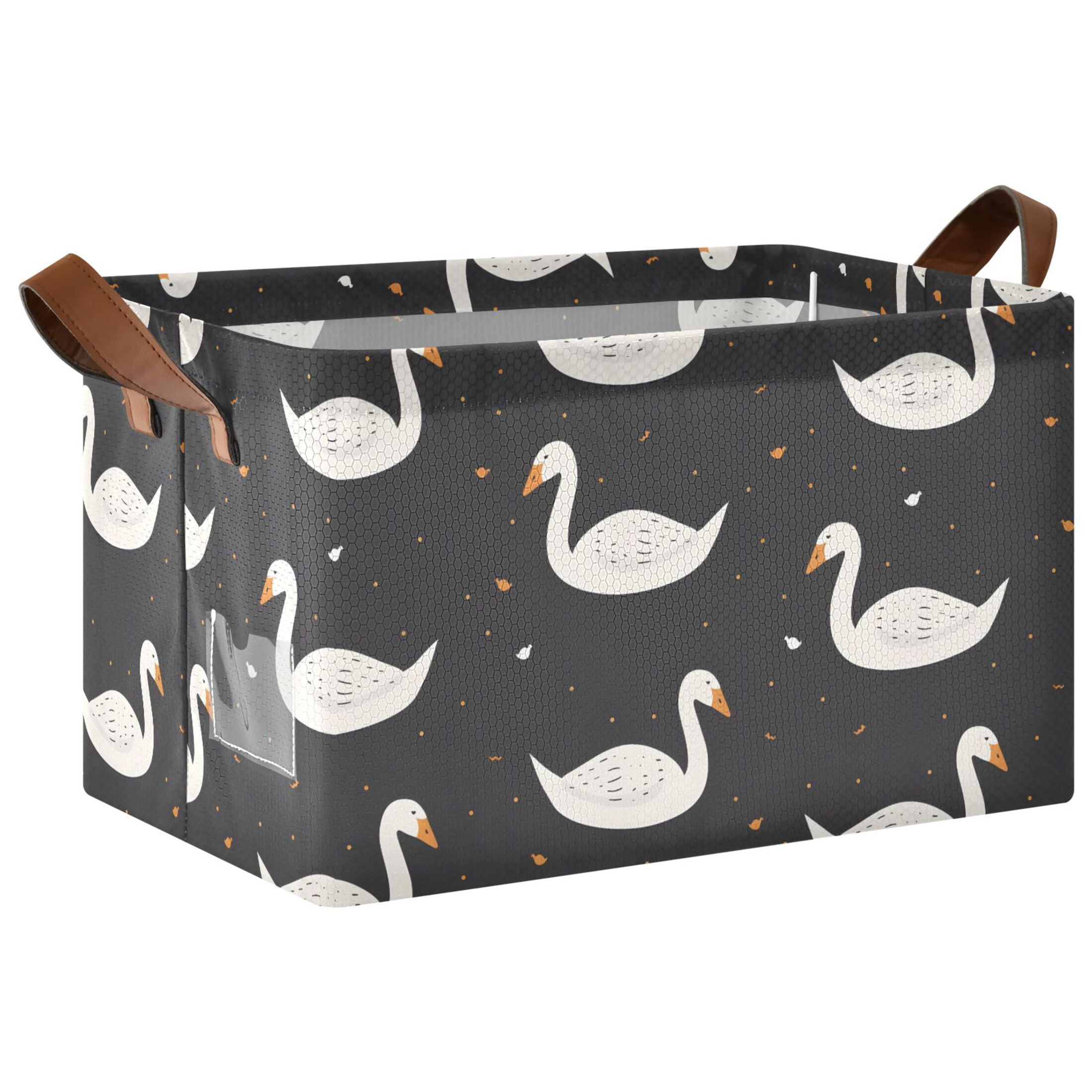 Black Background Duck Collapsible Storage Bin Open Home Shelf Basket ...