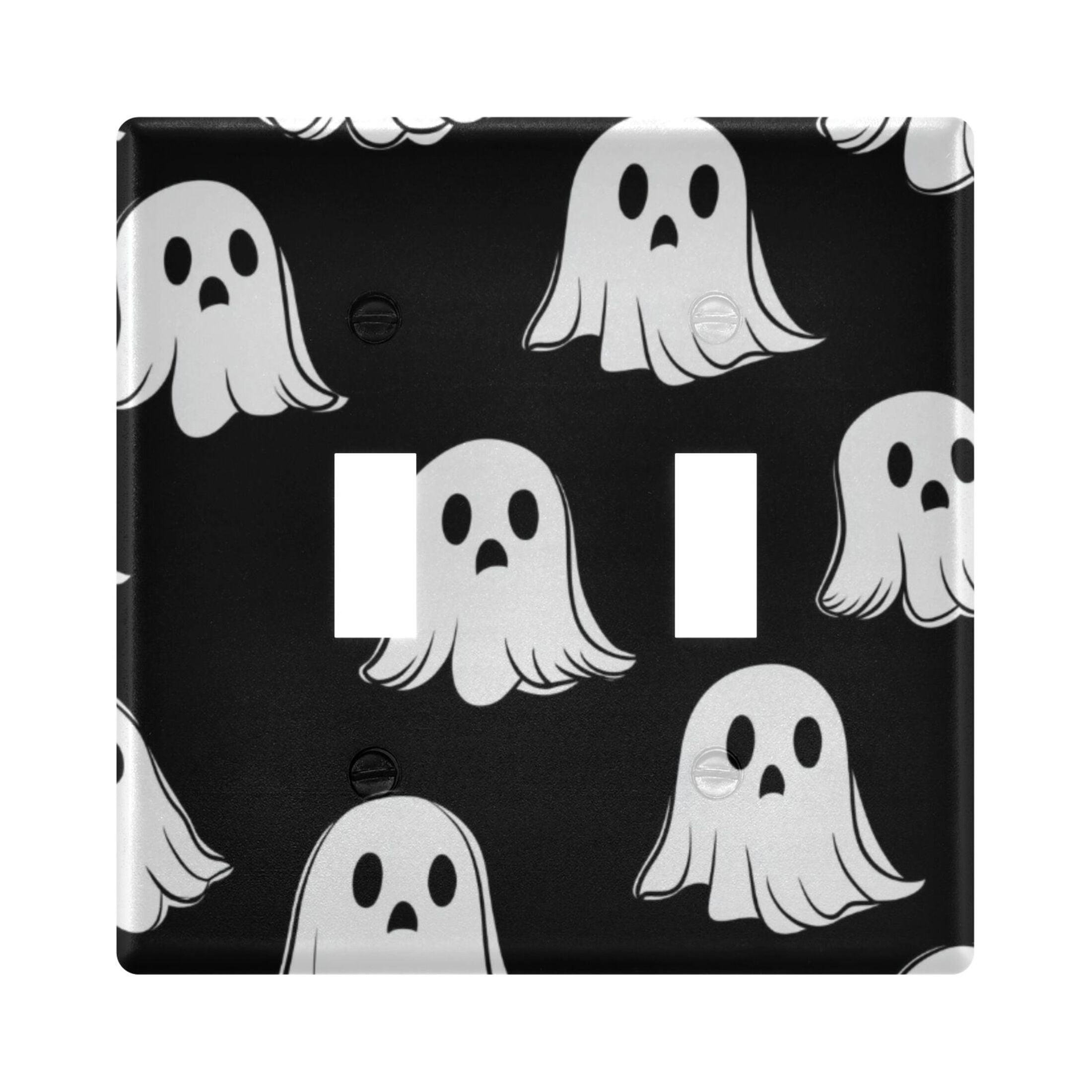 Black Background Ghost Fireproof Switch Plate with Rounded Edges 3-Hole ...