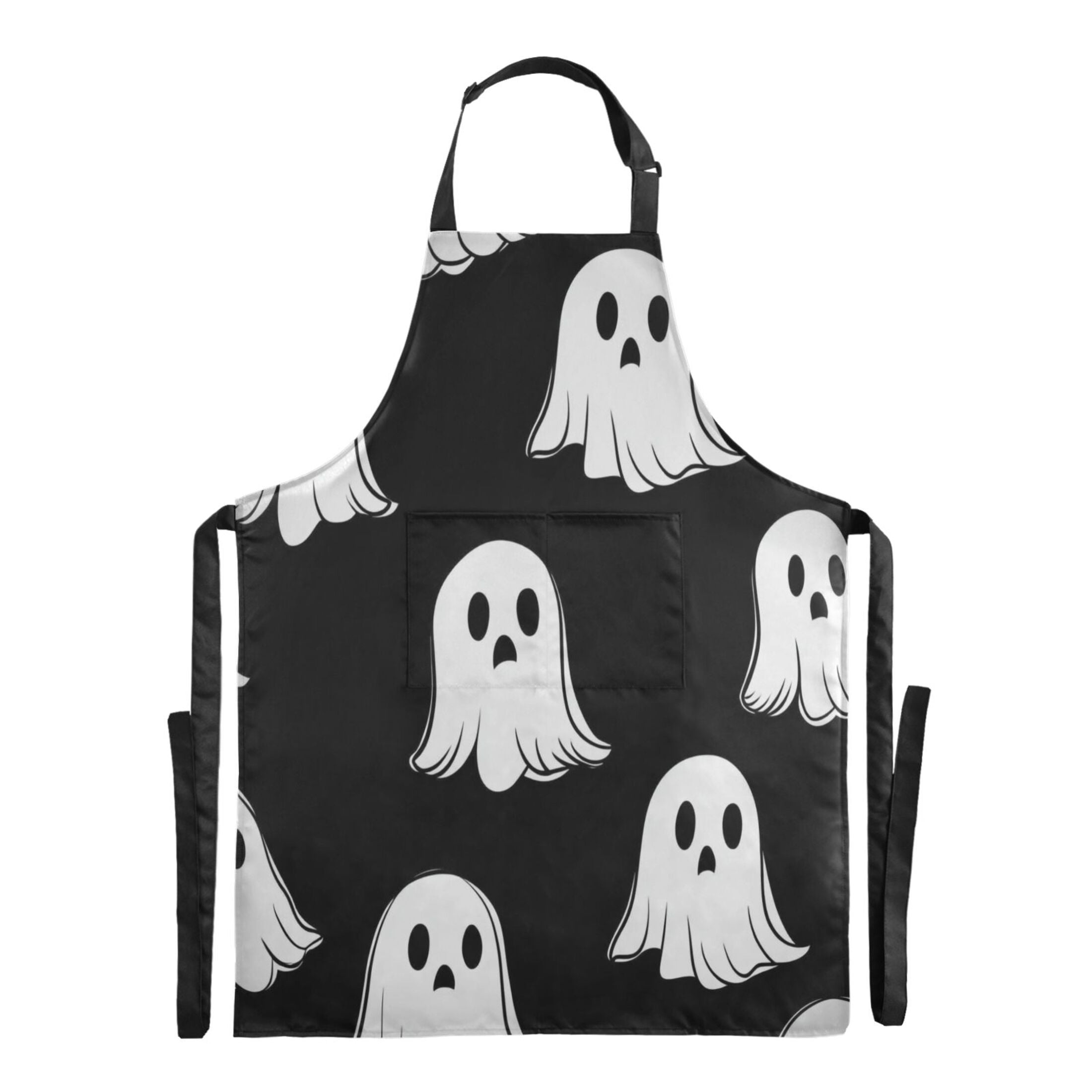 Black Background Ghost Long Apron for Cooking Water Resistant ...