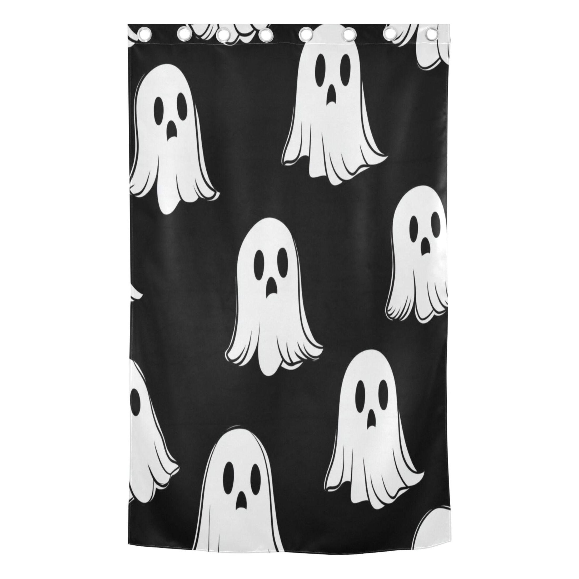 Black Background Ghost Thermal Insulated Blackout Curtain 84x42in Sun ...