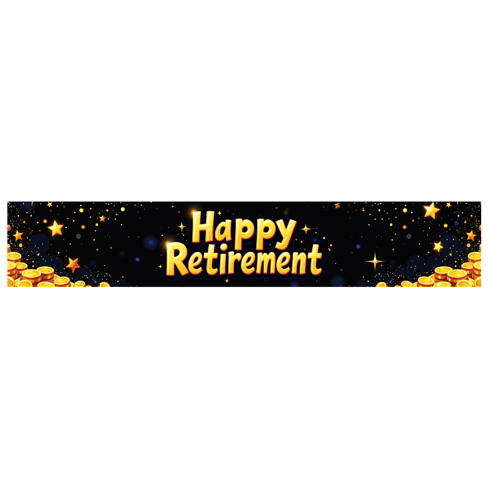 Black Background with Golden Sparkles and Stars Happy Retirement Banner ...