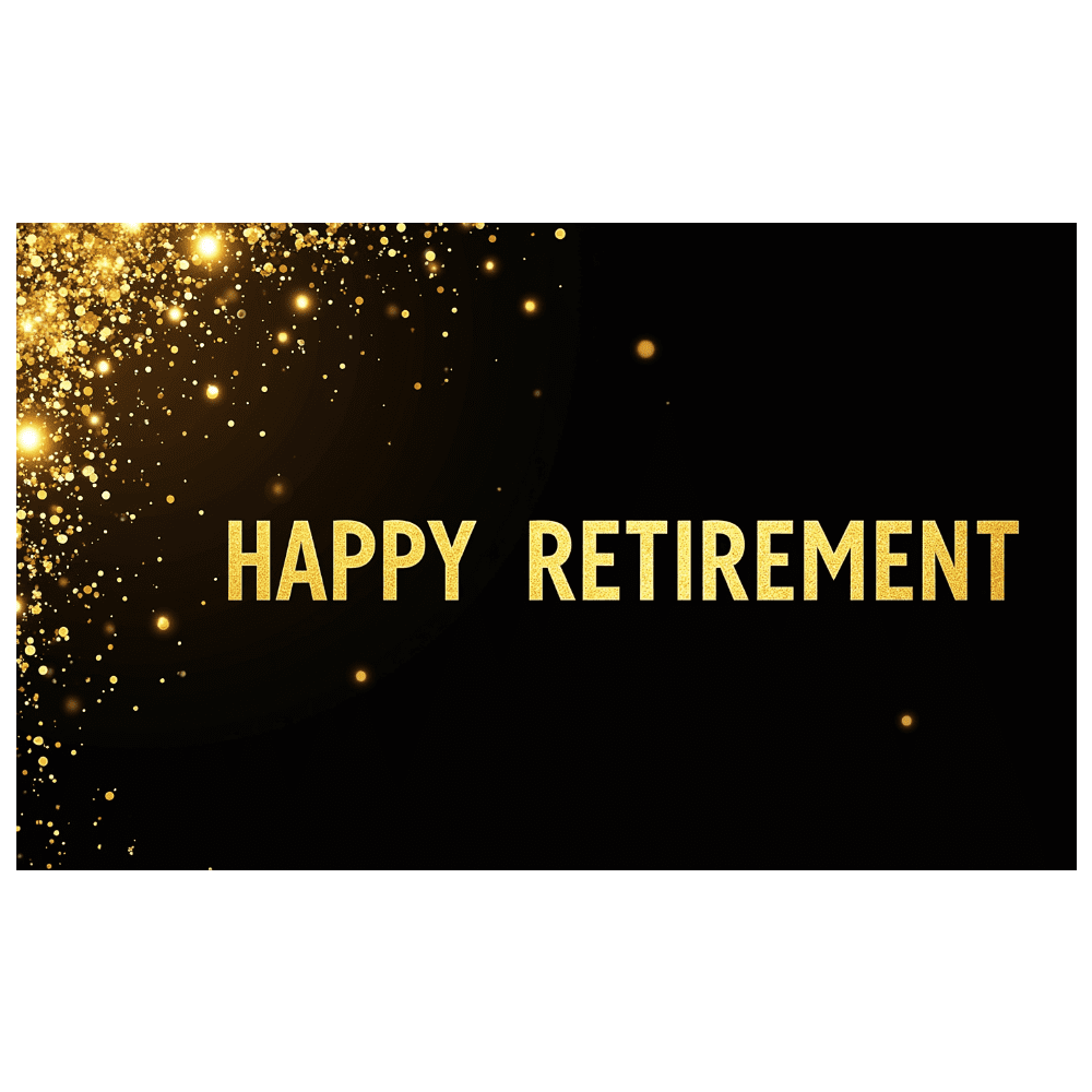 Black Background with Golden Sparkles and Stars Happy Retirement Banner ...