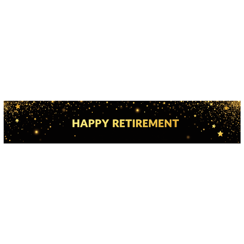 Black Background with Golden Stars Happy Retirement Banner Party ...