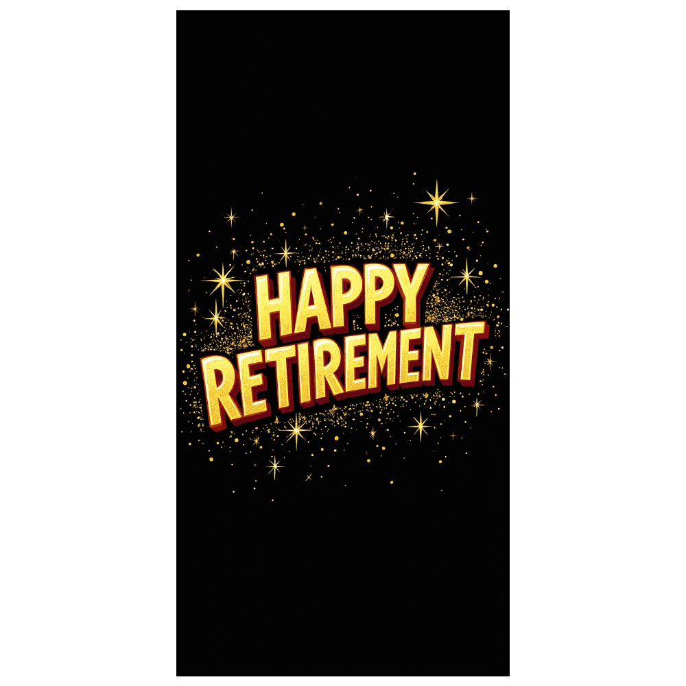 Black Background with Golden Stars Happy Retirement Banner Party ...