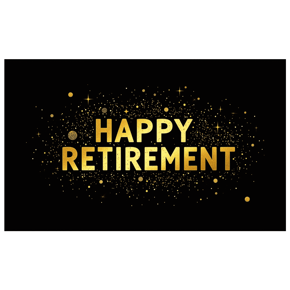 Black Background with Golden Stars Happy Retirement Banner Party ...