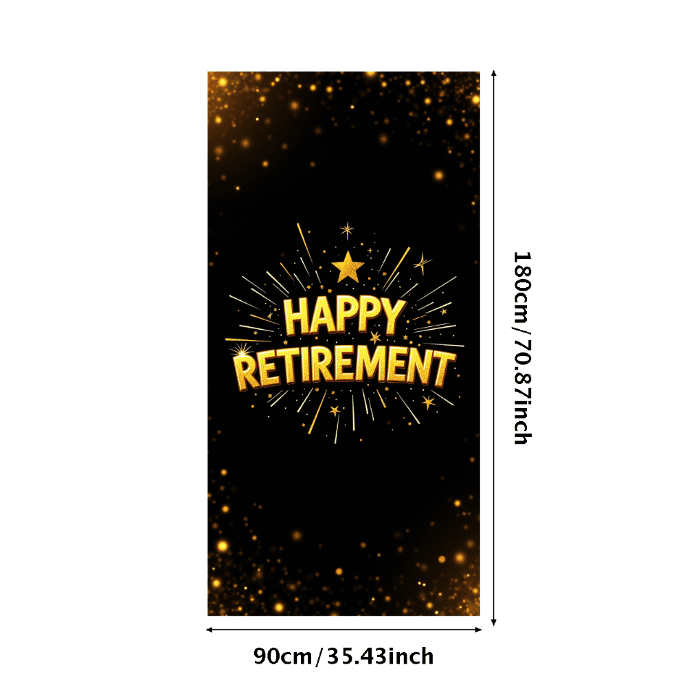 Black Background with Golden Stars Happy Retirement Banner Party ...