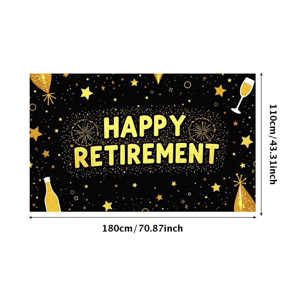 Black Background with Golden Stars Happy Retirement Banner Party ...
