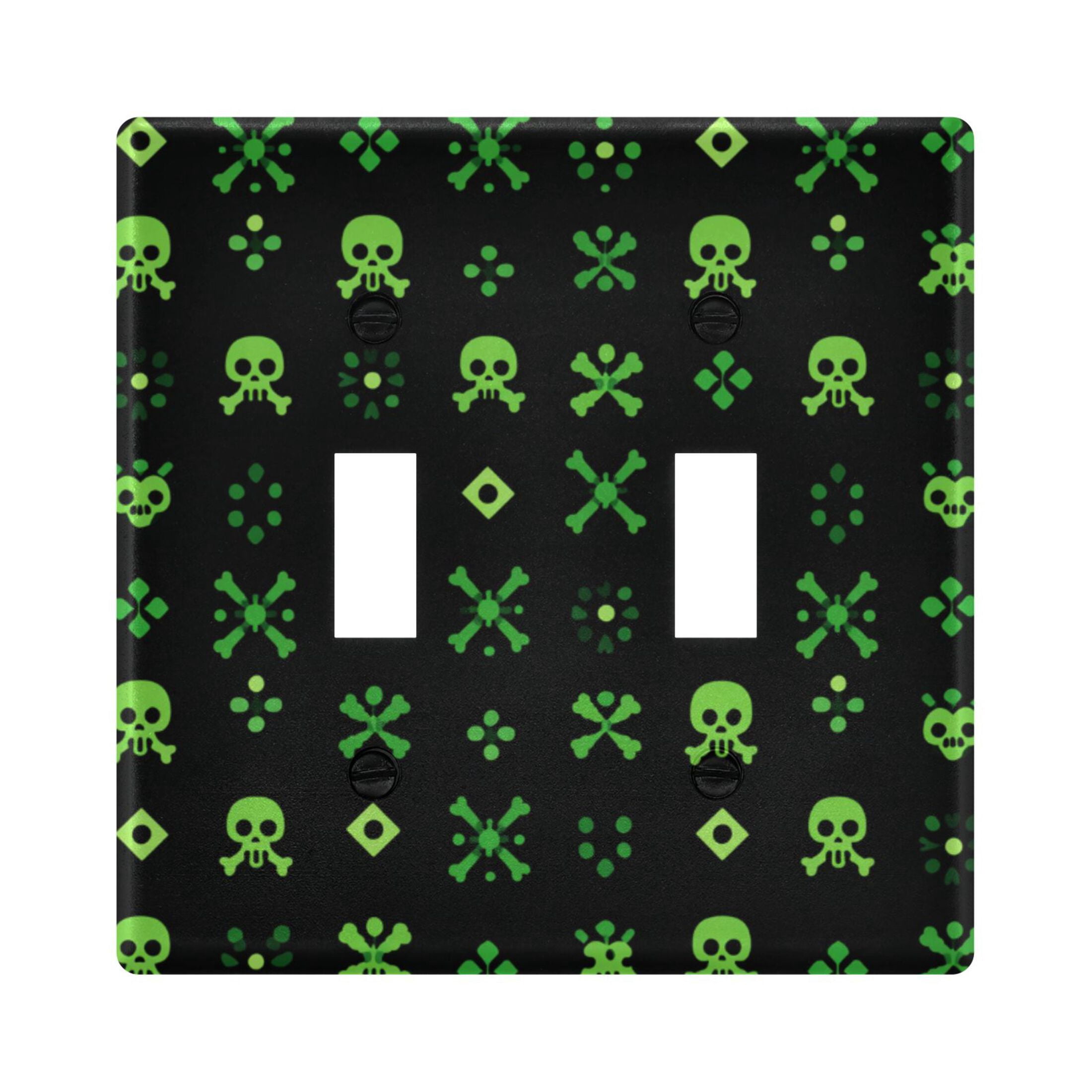 Black Background Green Skulls and Crossbones Light Switch Cover ...