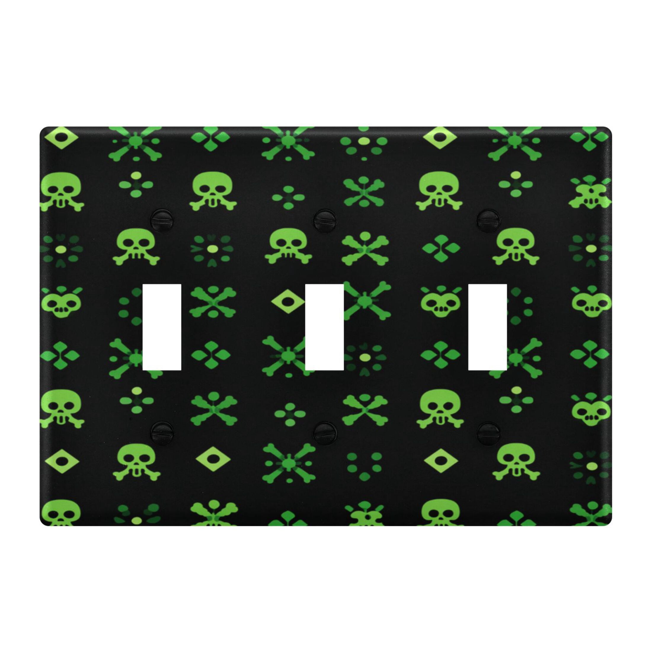 Black Background Green Skulls and Crossbones Light Switch Cover ...