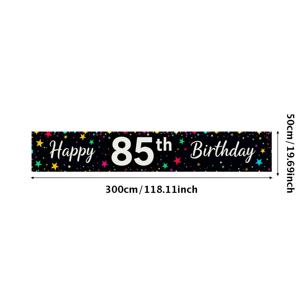 Black Background Happy 85th Birthday Banner with Colorful Stars and ...