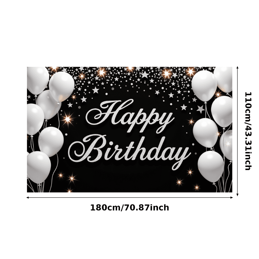 Black Background Happy Birthday Banner Elegant Design Starry Effect ...