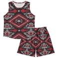 Black Background Red Abstract Pattern Pajamas Set Sleeveless Sleepwear ...