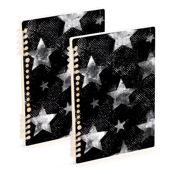 Black Background Silver Graffiti Stars Notebook Detachable Coil ...