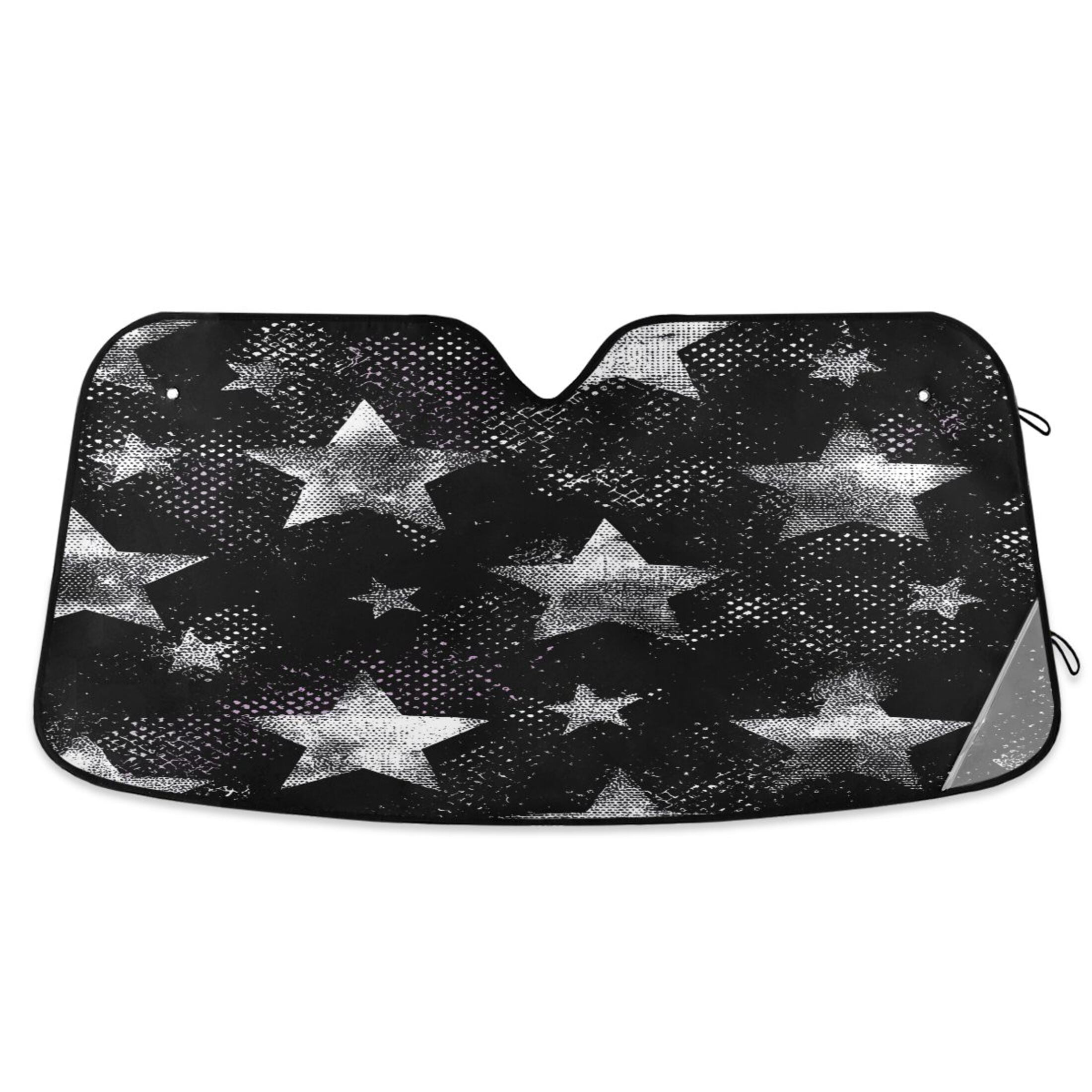 Black Background Silver Graffiti Stars Windshield Sun Shade Automobile ...