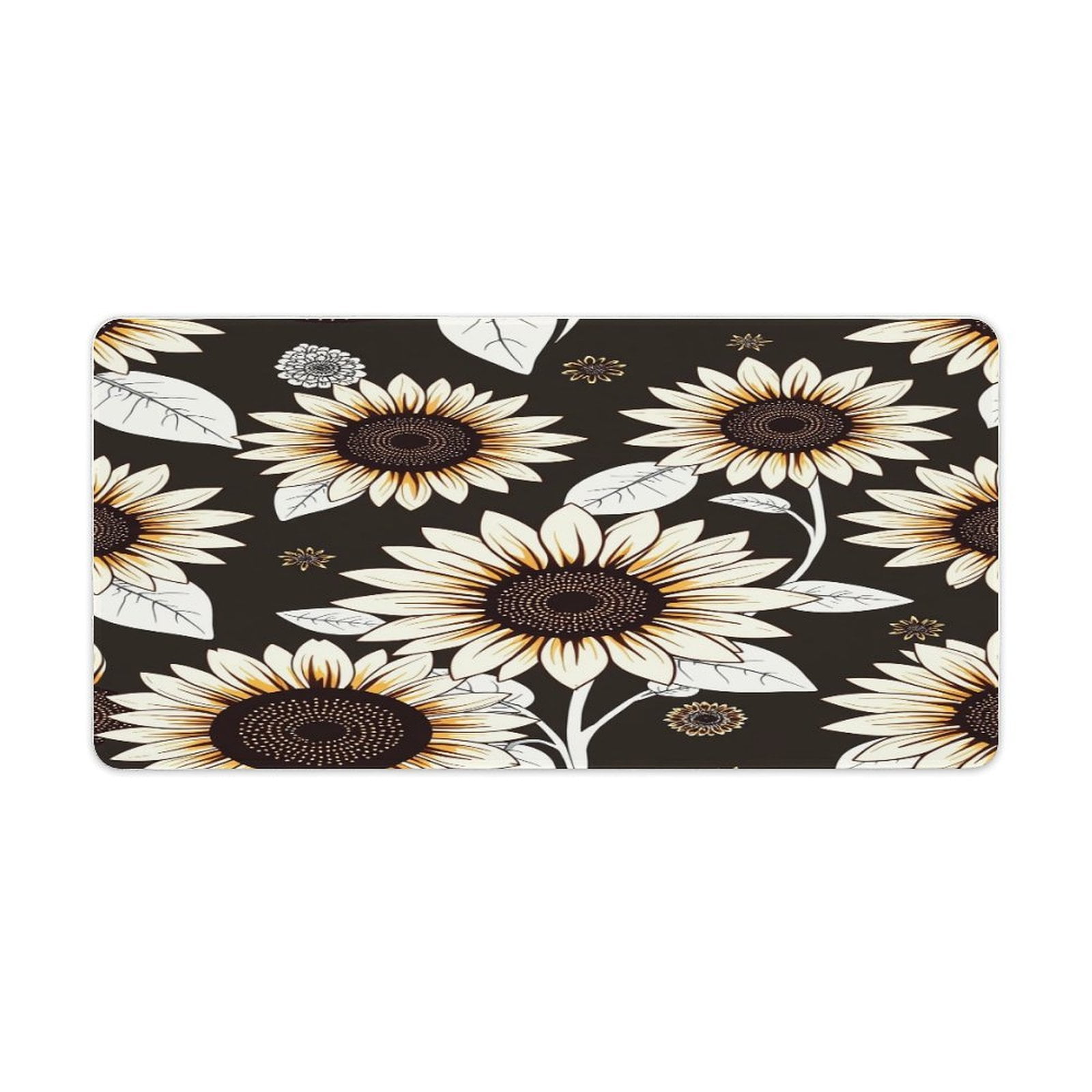 Black Background Sunflowers Mouse Pad Gamer Keyboard Desk Mats Computer ...