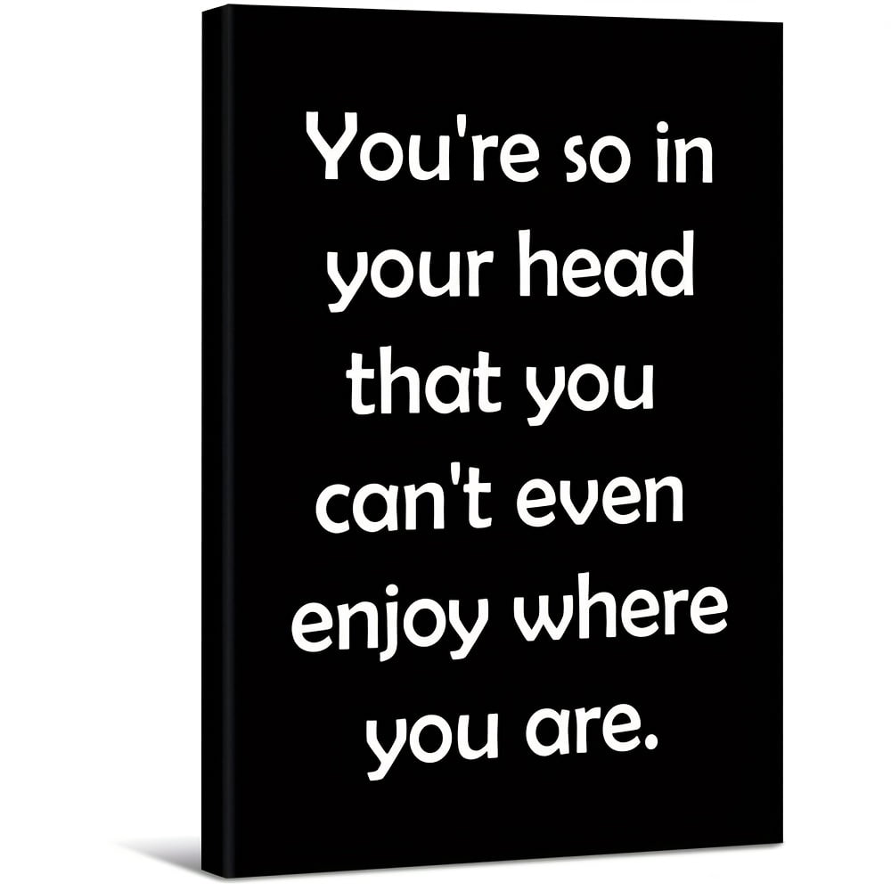 Black Background With White Text About Being In Your Head. Large Wooden ...