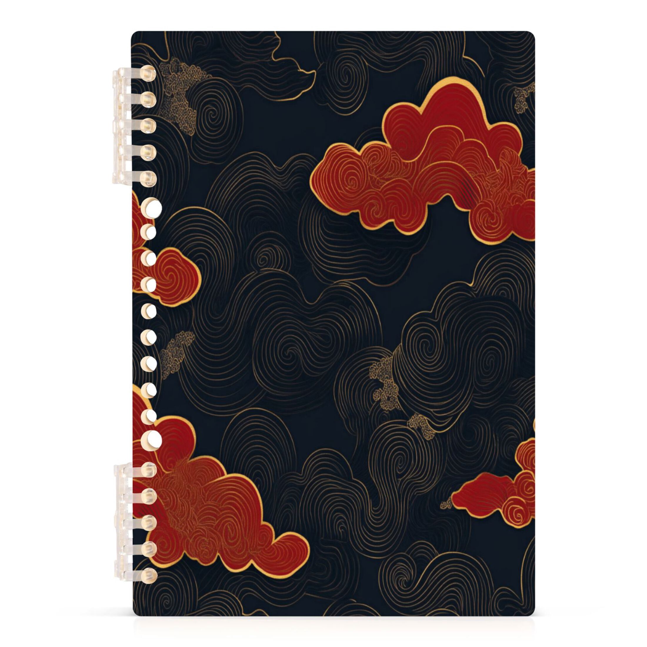 Black Background with Red Clouds A5 8.3x5.7in PP Notebook, Adjustable ...