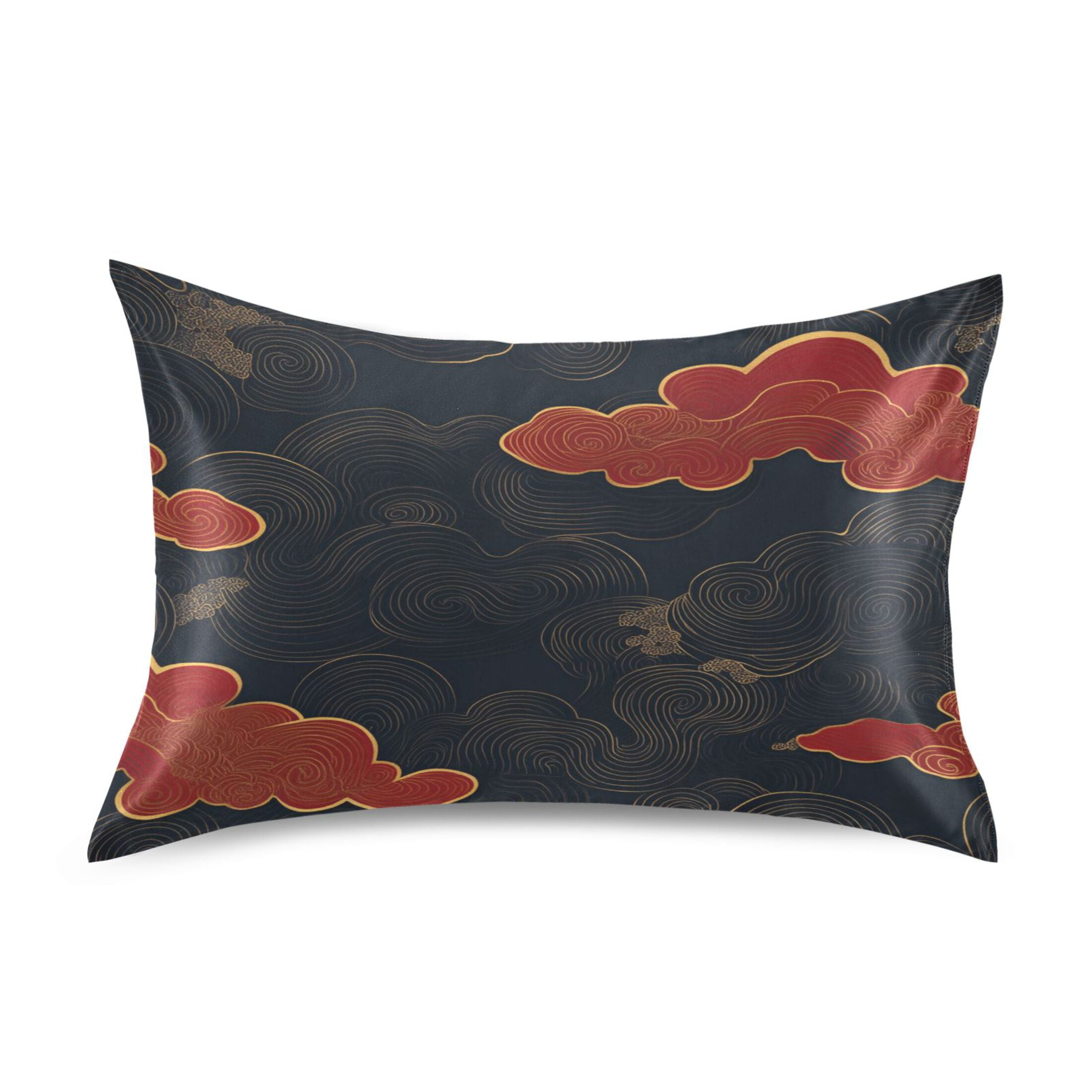 Black Background with Red Clouds Queen Size Pillowcase Silky Smooth ...