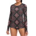 Black Background with Red Square Women's Rash Guard Shirts UPF 50+ Sun ...