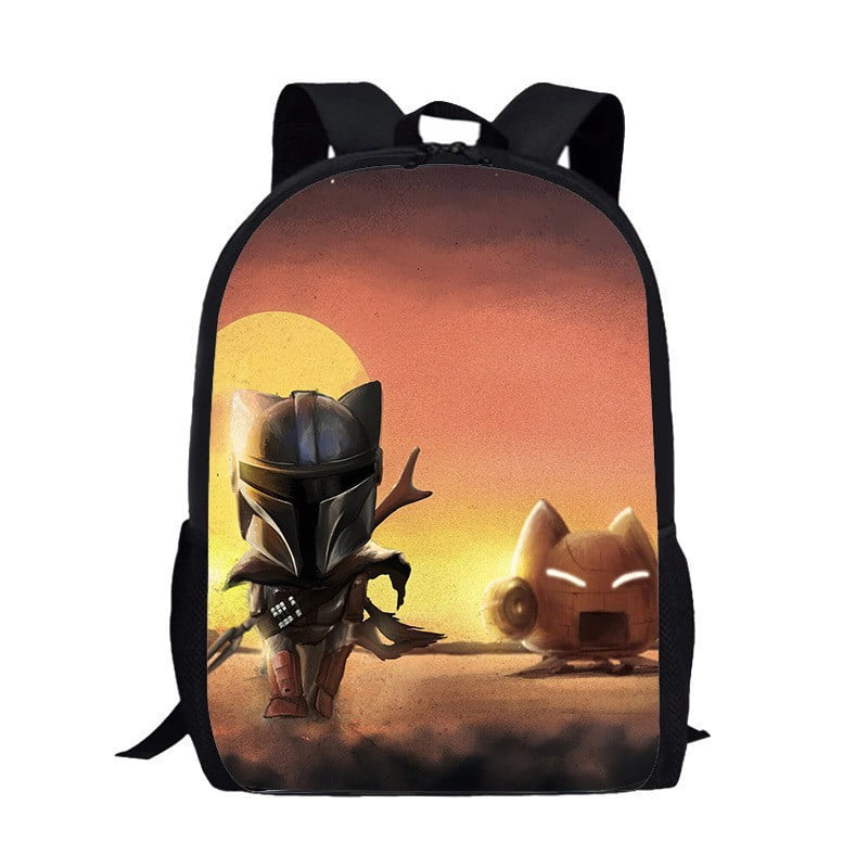 Black Backpack Mandalorian Backpack 18 Inch Breathable Mesh Padded Bag ...